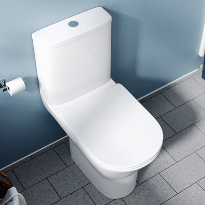 Nes Home Theo Contemporary Round Rimless Close Coupled Toilet With Soft ...
