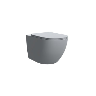 Nes Home Tornado Flush Round Matte Grey Wall Hung Rimless Toilet With ...