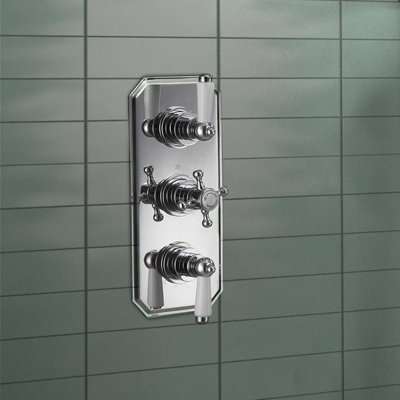 Nes Home Traditional 3 Dial 2 Way Concealed Thermostatic Shower Valve ...