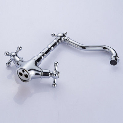 Nes Home Victorian Traditional Twin Cross Handle Kitchen Sink Mono ...