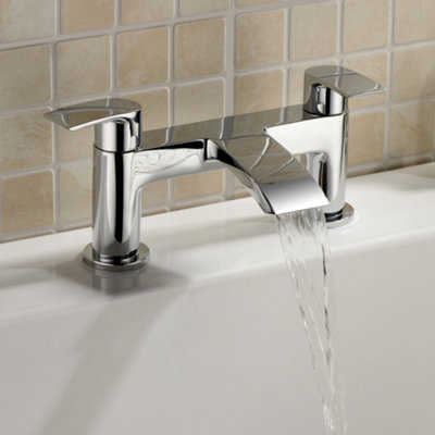 Nes Home Vigan Waterfall Mono Basin, Bath Filler Taps & Waste Chrome