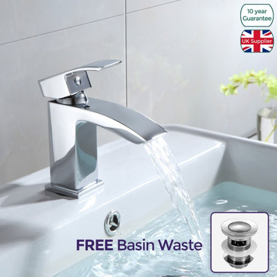 Nes Home Waterfall Bathroom Single Lever Cloakroom Basin Mono Mixer Tap ...