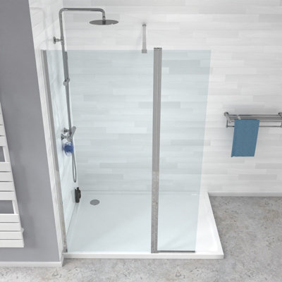 Nes Home Wet Room 700mm Shower 8mm Tempered Glass Screen with 300mm ...