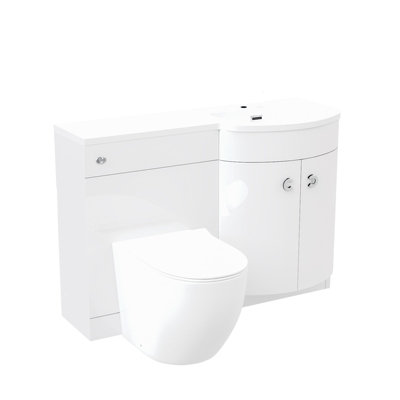 Nes Home White 1100 mm Right Hand Side Sink Combination Vanity Unit ...