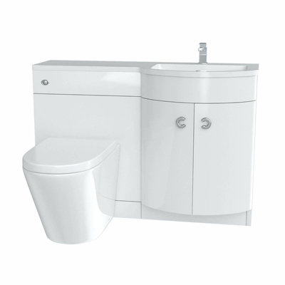 NES HOME WHITE 1100MM RIGHT HAND BASIN VANITY UNIT AND BTW WC TOILET