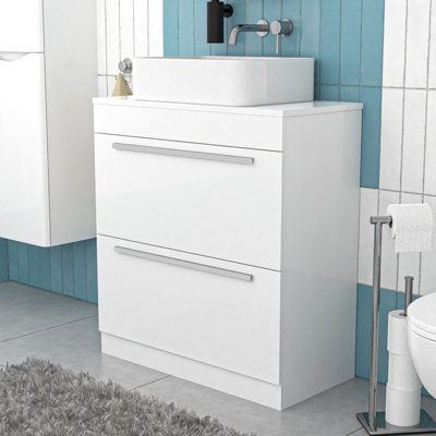 Nes Home White 800mm Vanity Cabinet And Rectangle Counter Top Basin ...