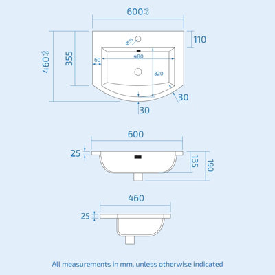 Nes Home White Freestanding Basin Vanity Unit With Basin Mixer Tap With ...