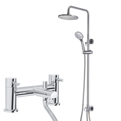 Nes Home Winstead Round Exposed Multi Function Shower Set - Riser Rail ...