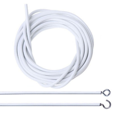 Net Curtain Wire 3m White Plastic Coated Steel Wire with Hooks Fixings