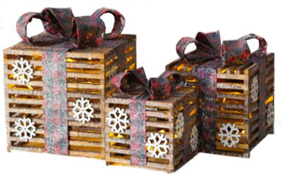 Netagon Set of 3 Under Christmas Tree Festive Battery Operated LED ...