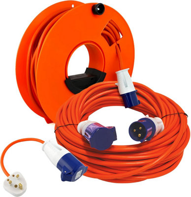 Netagon Travel Kit Heavy Duty Extension Lead Cable with Reel & Hook Up ...