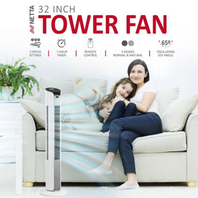 NETTA 32 Inch Tower Fan With Remote Control, Timer Quiet Cooling for ...
