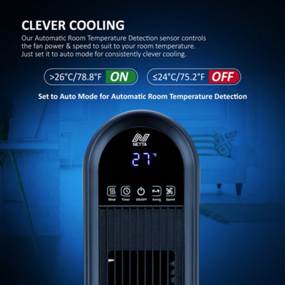 NETTA 44 Inch Tower Fan With Remote Control, Timer Quiet Cooling for Living Room, Bedroom ...
