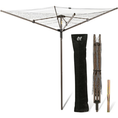 NETTA 45M Rotary Washing Line Airer - Cover And Ground Spike Included ...