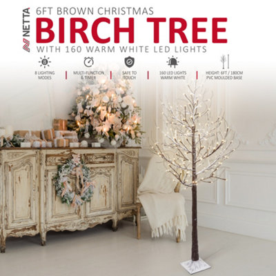 NETTA 6FT Birch Twig Tree with 160 Warm White LED Lights - Brown | DIY ...