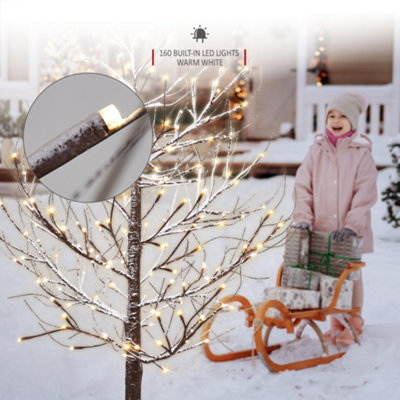 NETTA 6FT Birch Twig Tree with 160 Warm White LED Lights - Brown
