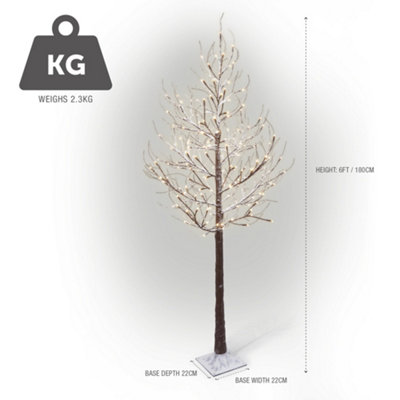 NETTA 6FT Birch Twig Tree with 160 Warm White LED Lights - Brown