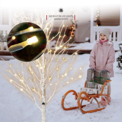 NETTA 6FT Birch Twig Tree with 160 Warm White LED Lights - White