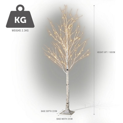 NETTA 6FT Birch Twig Tree with 160 Warm White LED Lights - White