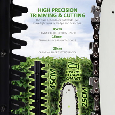 Telescopic hedge trimmer and chainsaw store