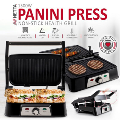 NETTA Panini Maker & Health Grill - Sandwich Toaster - 1500W