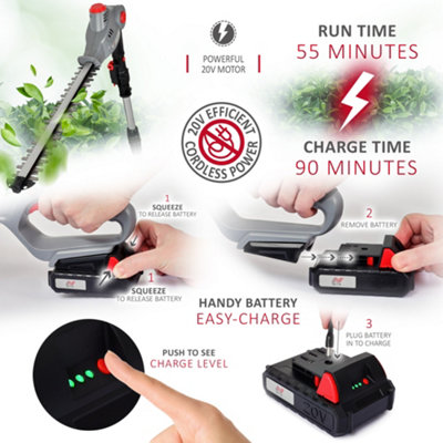 NETTA Pole Hedge Trimmer Cordless, Long Reach Telescopic Cutter, 20V ...