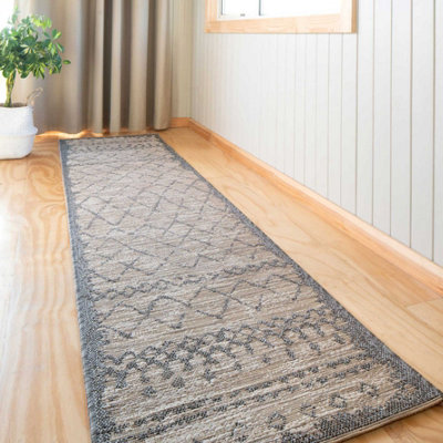 Neutral Beige Grey Striped Woven Flatweave Soft Indoor Outdoor Area ...