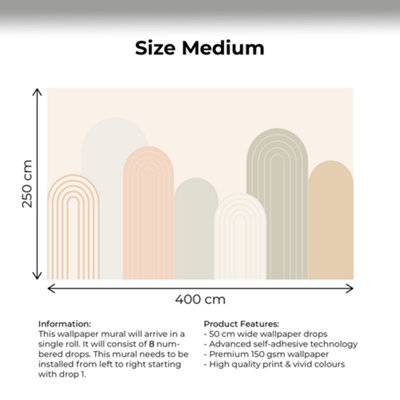 Neutral Beige Modern Arch Wallpaper Mural - Peel & Stick Wallpaper ...