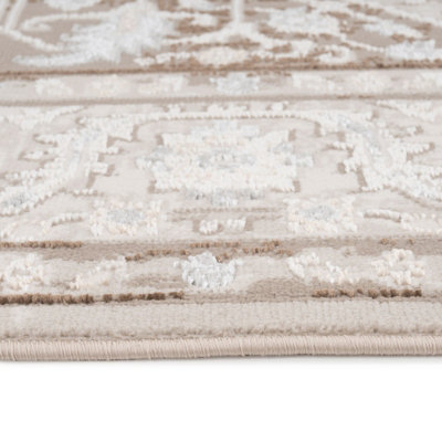 Neutral Beige Traditional Mandala Bedroom Living Area Rug 160x230cm