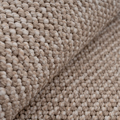Neutral Minimalistic Cream Beige Boucle Textured Soft Area Rug 60cm x 240cm