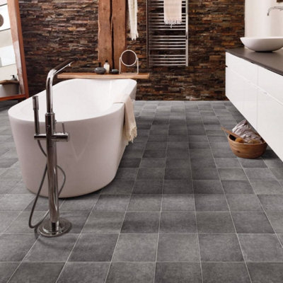 Neutral Modern Mosaic Effect Anti-Slip Vinyl Flooring for Home, Shops ...