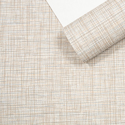 Neutral Tones Glasscloth Linen Fabric Effect Textured Thick Vinyl Wallpaper