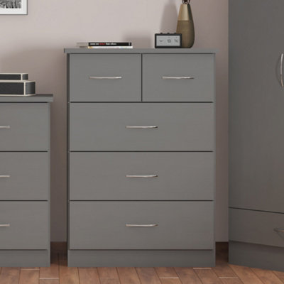 Nevada 3+2 Drawer Chest 3D Effect Grey