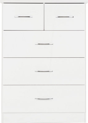 Nevada 3+2 Drawer Chest White Gloss