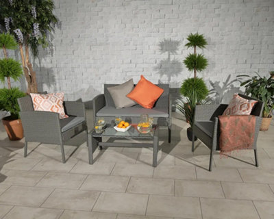 Nevada Conversation Set - H38 x W80 x L45 cm - Grey | DIY at B&Q