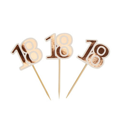 Neviti 18th Cake Topper (Pack of 10) Rose Gold (One Size) | DIY at B&Q