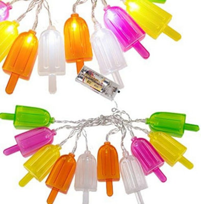 New 10 Led Ice Lolly Colour Fairy Light Novelty Lights Indoor String ...