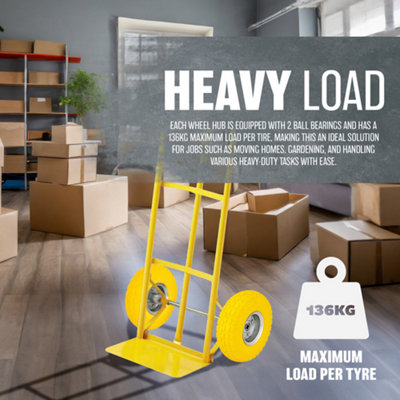 New 10" Pneumatic Sack Truck Trolley Wheel Barrow Yellow Tyre