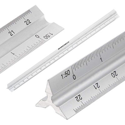 New 12 Inch Triangular Aluminium Tri Scale Metal Ruler Architects ...