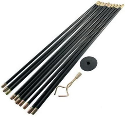 New 12pc Drain Rod Set 9 Metre Plunger Worm Screw Unblocker