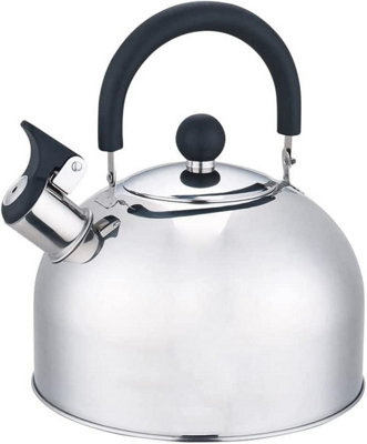 New 2.5l Stainless Steel Aluminium Whistling Kettle Silver Phenolic Handle