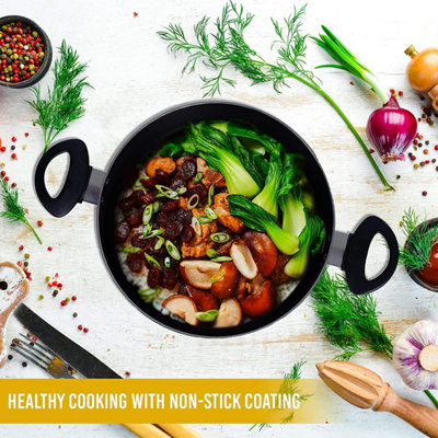 New 20cm Non Stick Saucepan With Glass Lid Cooking Kitchen Double ...