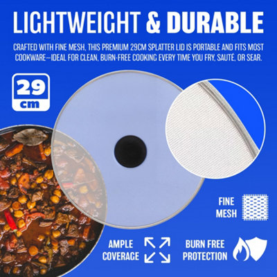 New 29cm Metal Splatter Cover Lid Cooking Frying Pan Kitchen Protector ...