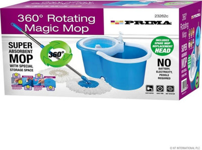 New 360 Spinning Rotating 2 Microfibre Cleaning Heads Spin Mop With ...