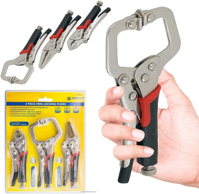 New 3pc Mini Grip Mole Locking Pliers Clamp Welding Car Garage Set Grip Handle