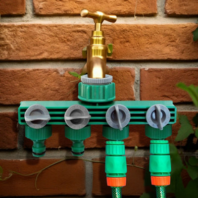 New 4 Way Tap Connector Adapter Garden Hose Pipe Adaptor Outlet Splitter