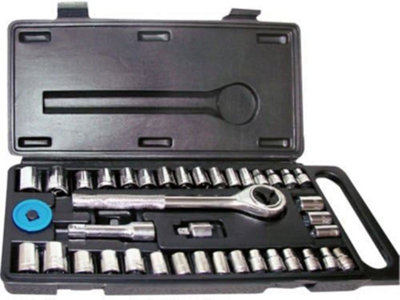 New 40pc Socket Set 1/2 3/8 Inches Dr Metric Reversible Ratchet Handle ...