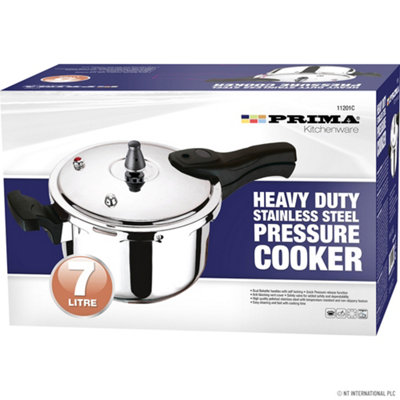 New 7 Litre Heavy Duty Pressure Cooker Stainless Steel Kitchen Cooking ...