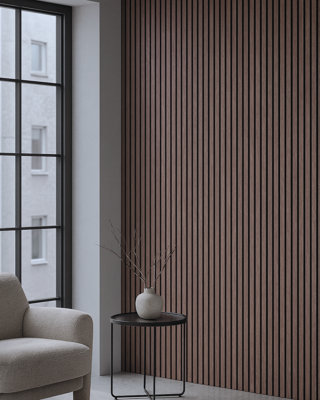 New bigger size Decorative wood slat wall panel in Walnut 3D slat ...