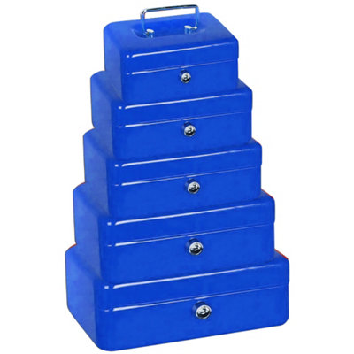 New Blue Safe Security Steel Metal Petty Money Box Cash Storage ...